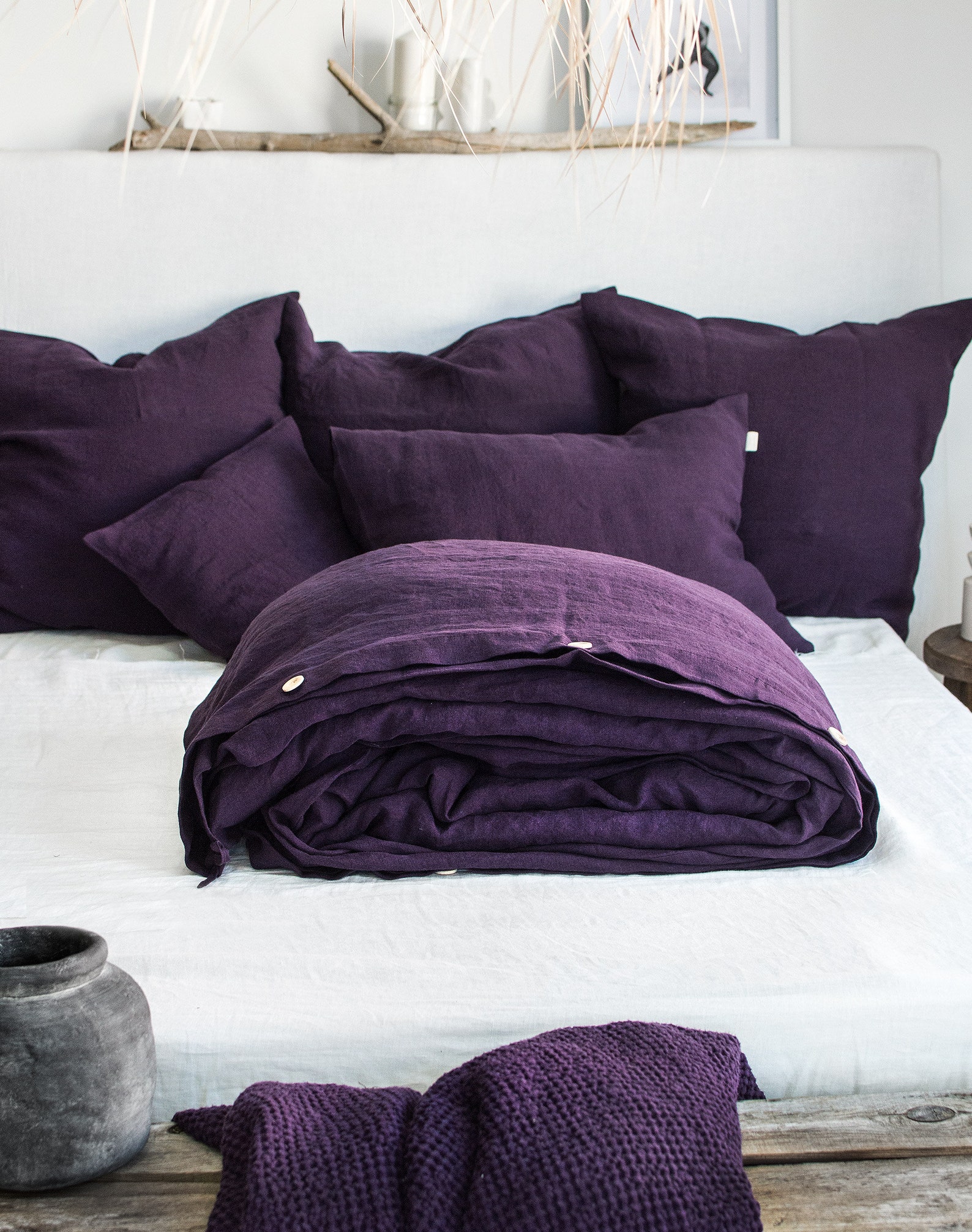 Linen Duvet Cover in Plum. King, Queen, Twin, Full, Double, Single ...