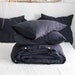 Graphite Blue Linen Bedding Set Duvet Cover & 2 Pillowcases King Queen ...