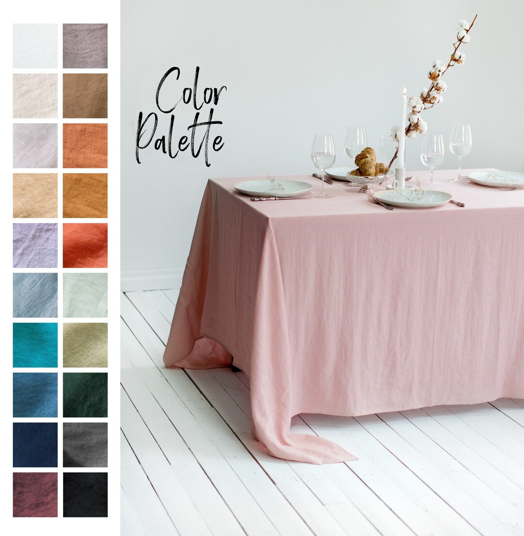Linen Tablecloth in Dusty Pink. Linen Tablecloth for Round and ...