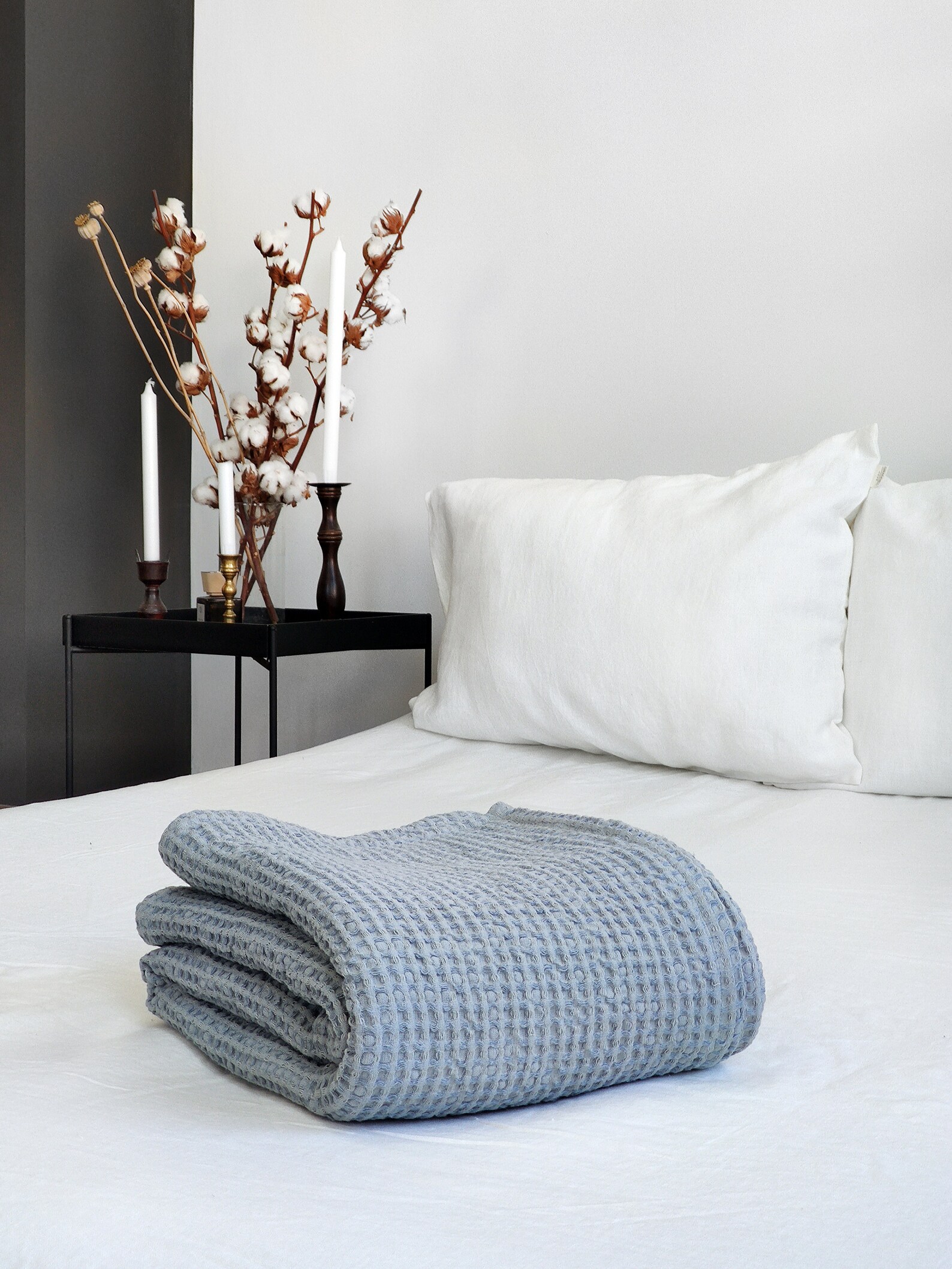 DUSTY BLUE WAFFLE Towel. Soft and Puffy Bath Linen Towel in - Etsy