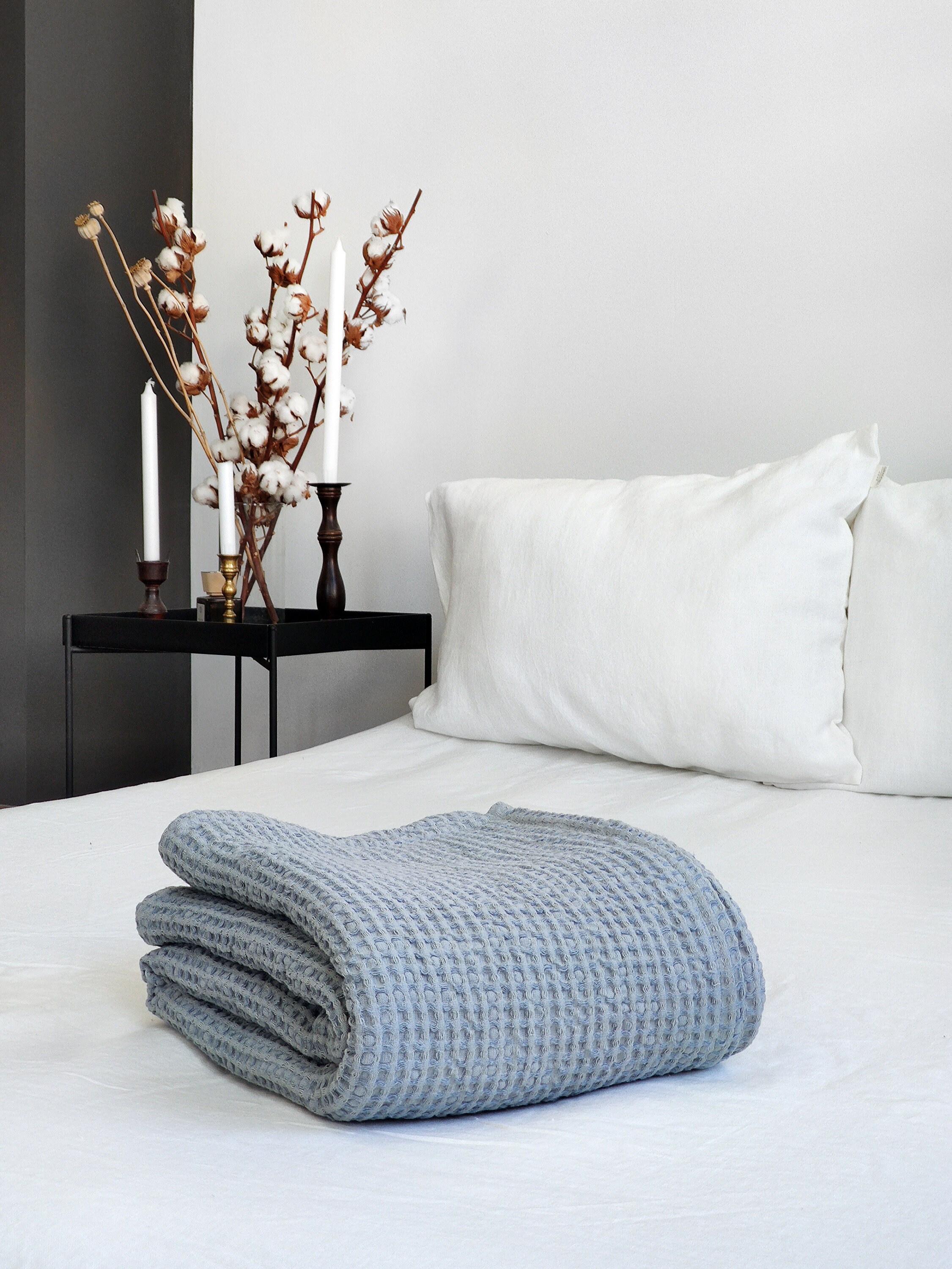 DUSTY BLUE WAFFLE Towel. Soft and Puffy Bath Linen Towel in - Etsy