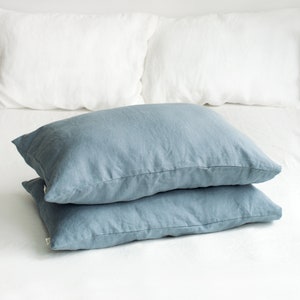 DUSTY BLUE LINEN Sheet Set. Fitted Sheet, Flat Sheet & 2 Pillowcases in ...