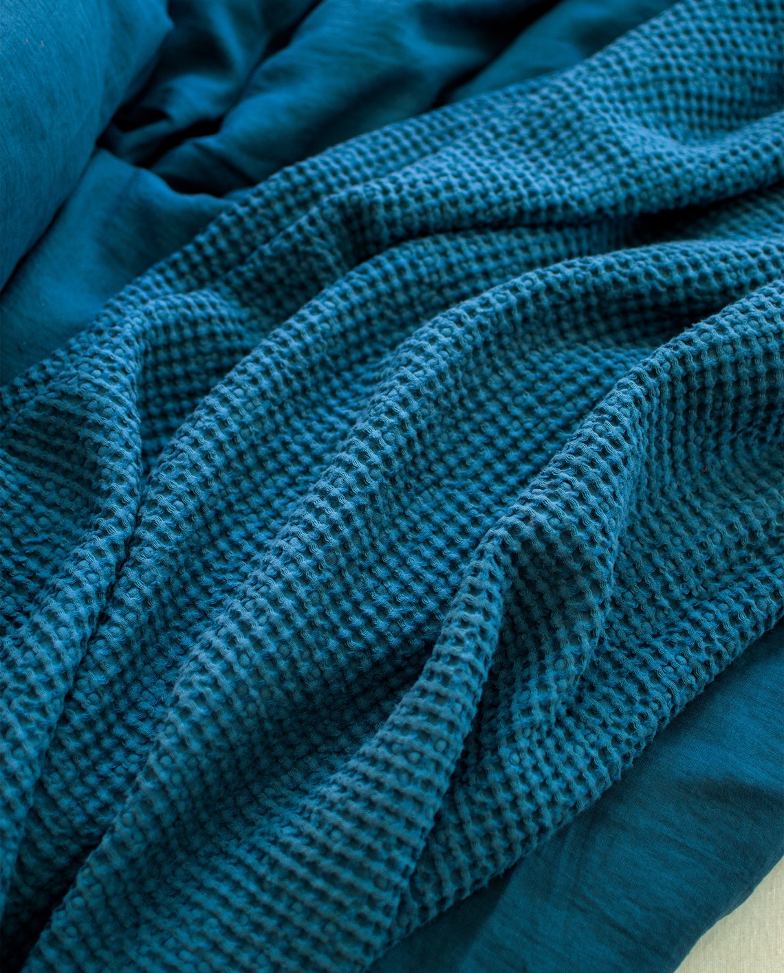 Waffle Blanket in Lake Blue. Extra Soft Waffle Throw Blanket. - Etsy