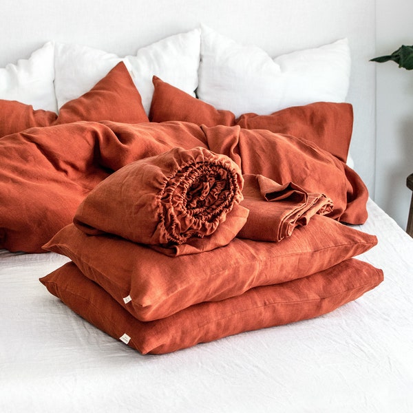 Terracotta Sheet Set in Linen - Etsy