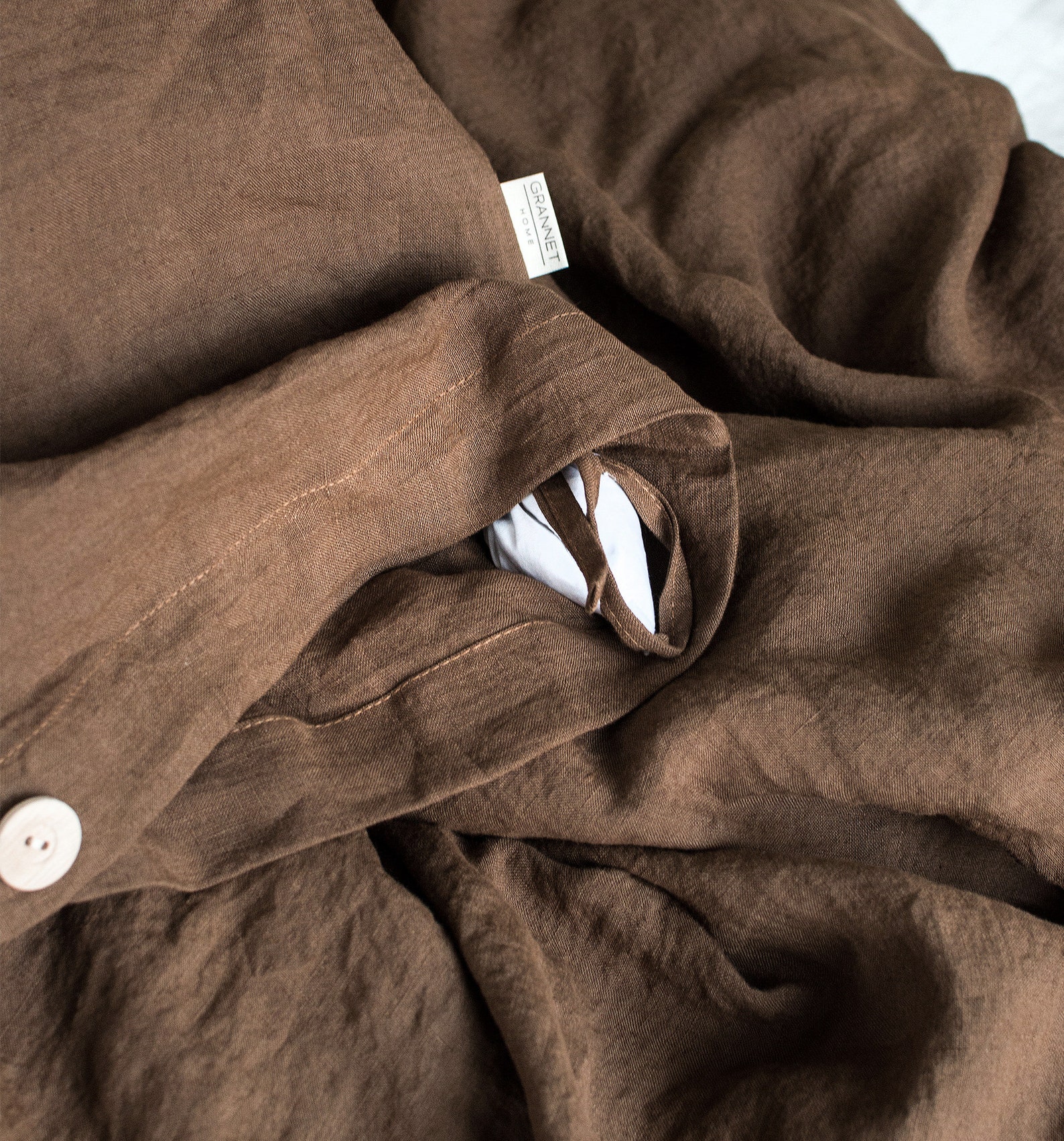 Linen Bedding Set in Walnut. Duvet Cover and 2 Pillowcases Set. King ...