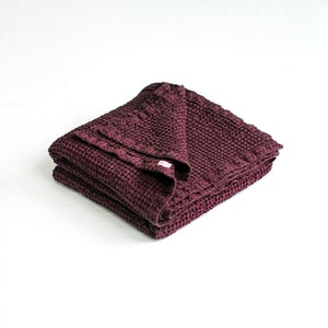 BURGUNDY LINEN BABY Blanket. Deep Ruby Waffle Linen Throw Blanket for ...