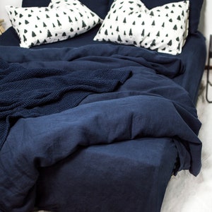 Linen Duvet Cover in Midnight Blue. King Queen Twin Full - Etsy