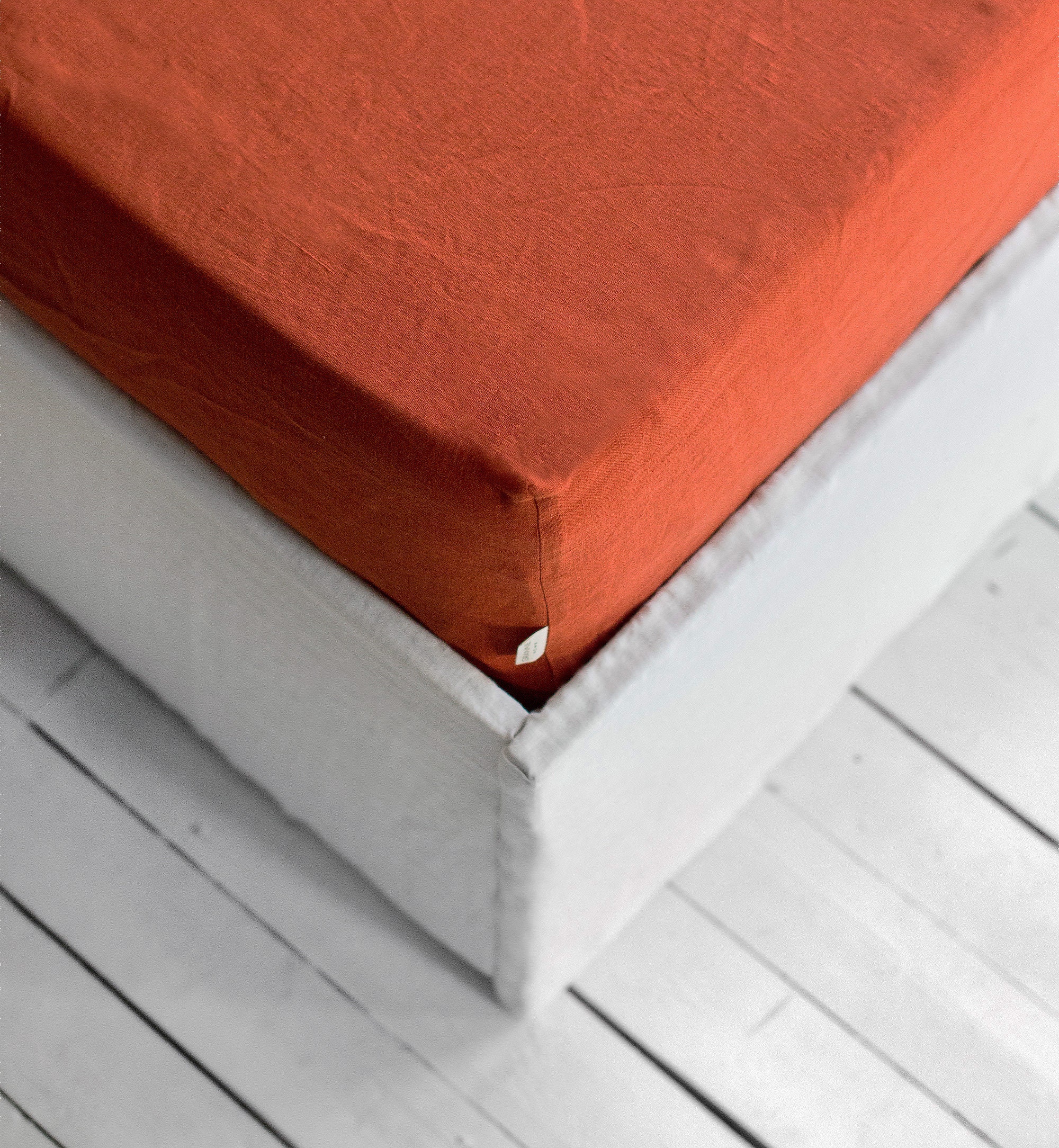 Terracotta Linen Sheet Set. Clay Red Fitted Sheet, Flat Sheet & 2 ...