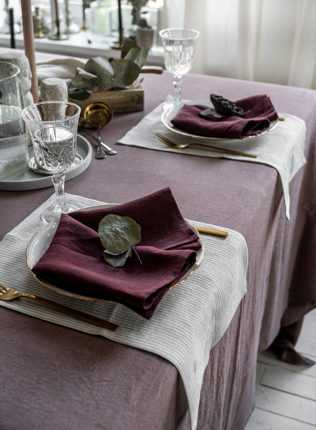Linen Napkins in Burgundy - Deep Red Dinner Cloth Napkin Set - Ruby ...