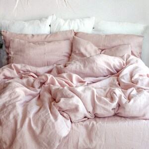 Linen Fitted Sheet in Dusty Rose. King, Queen, Twin, Full, Double Sizes ...