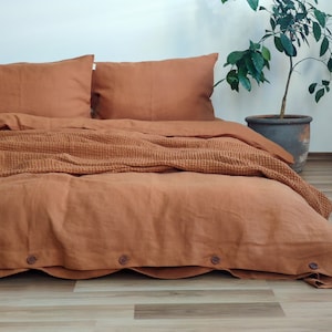 CINNAMON LINEN BEDDING Set. 3 Pieces. Stonewashed Linen - Etsy