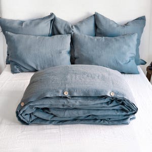 DUSTY BLUE LINEN Duvet Cover. Natural Stonewashed Linen Duvet Cover in ...