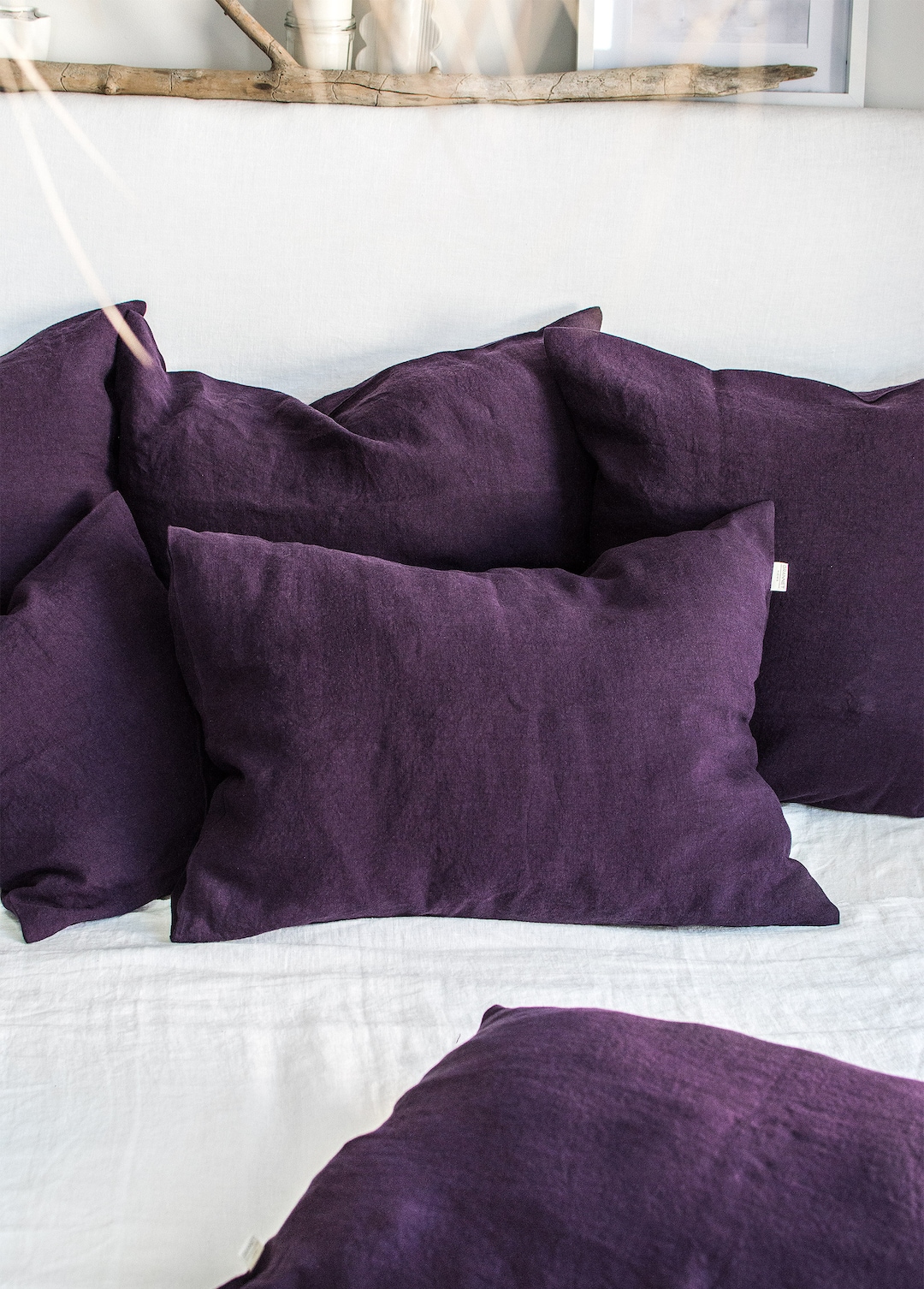 Linen Pillowcase in Plum - Dark Purple Linen Sham - King Queen Standard ...