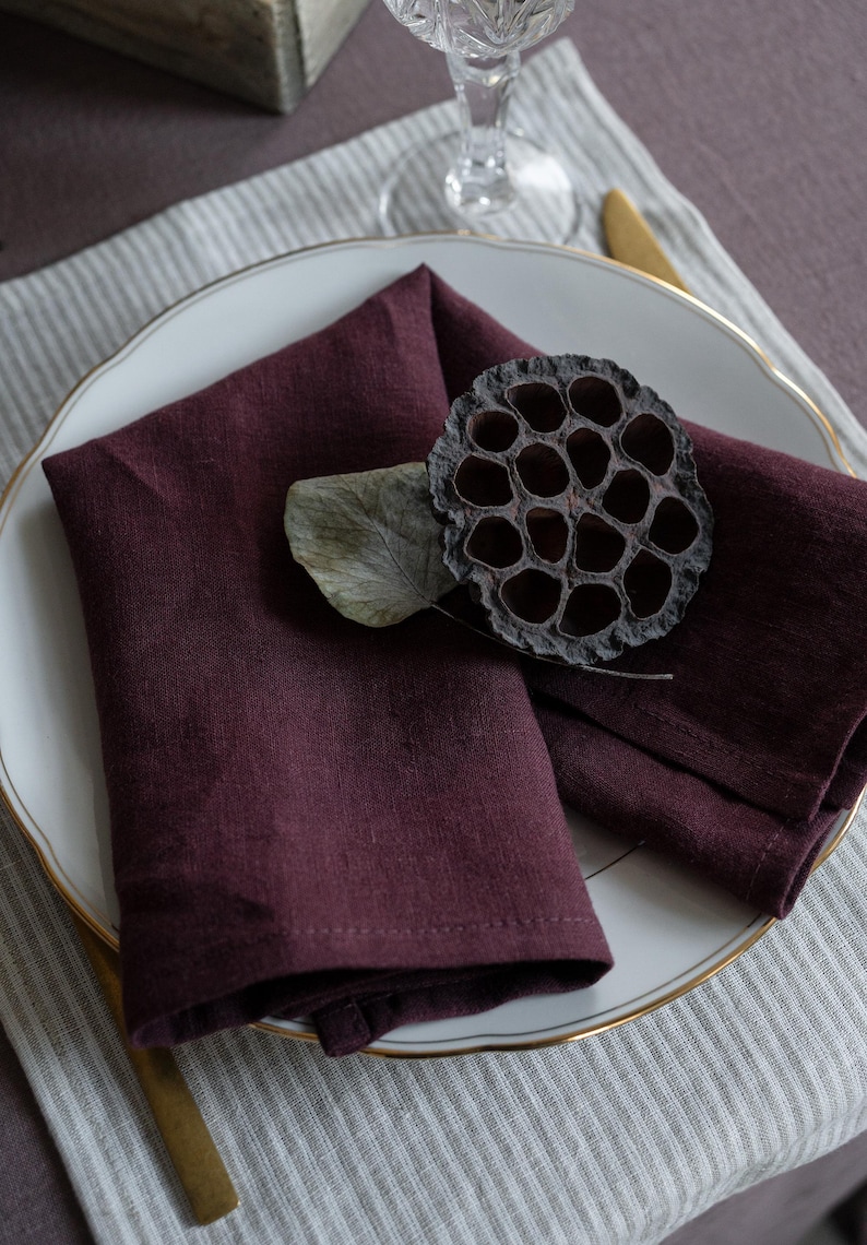 Linen Napkins in Burgundy - Deep Red Dinner Cloth Napkin Set - Ruby ...