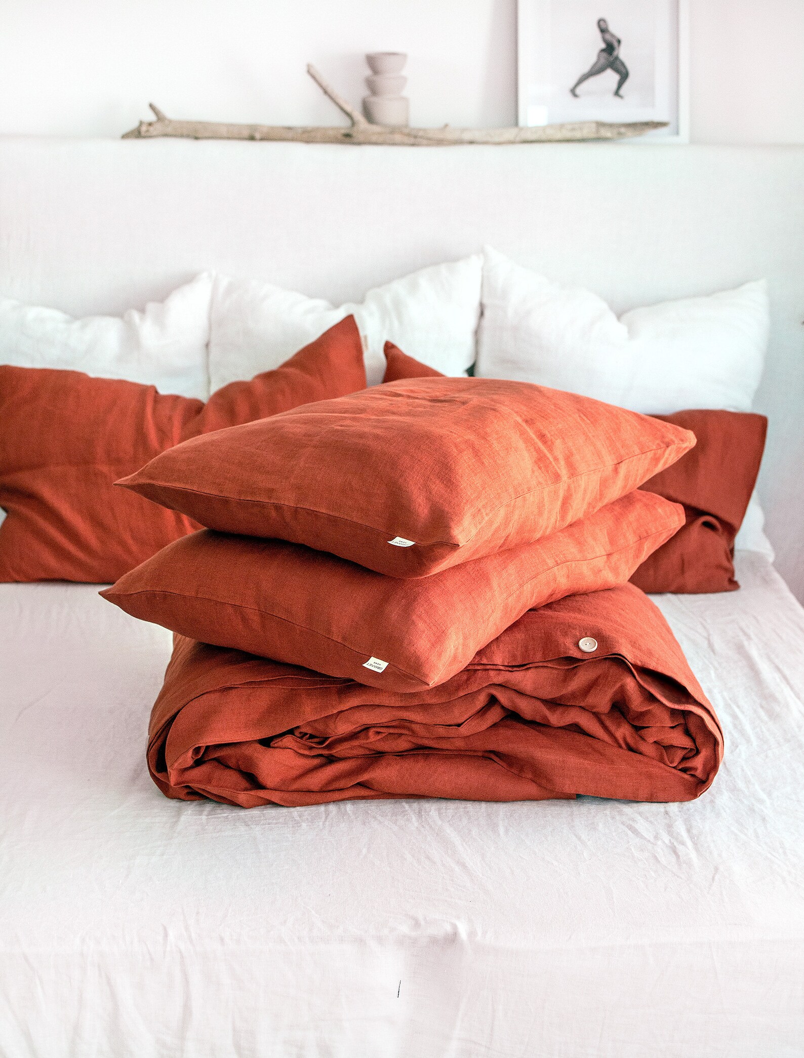 Terracotta Linen Bedding Set. King Queen Twin Full Double, Brick Clay ...