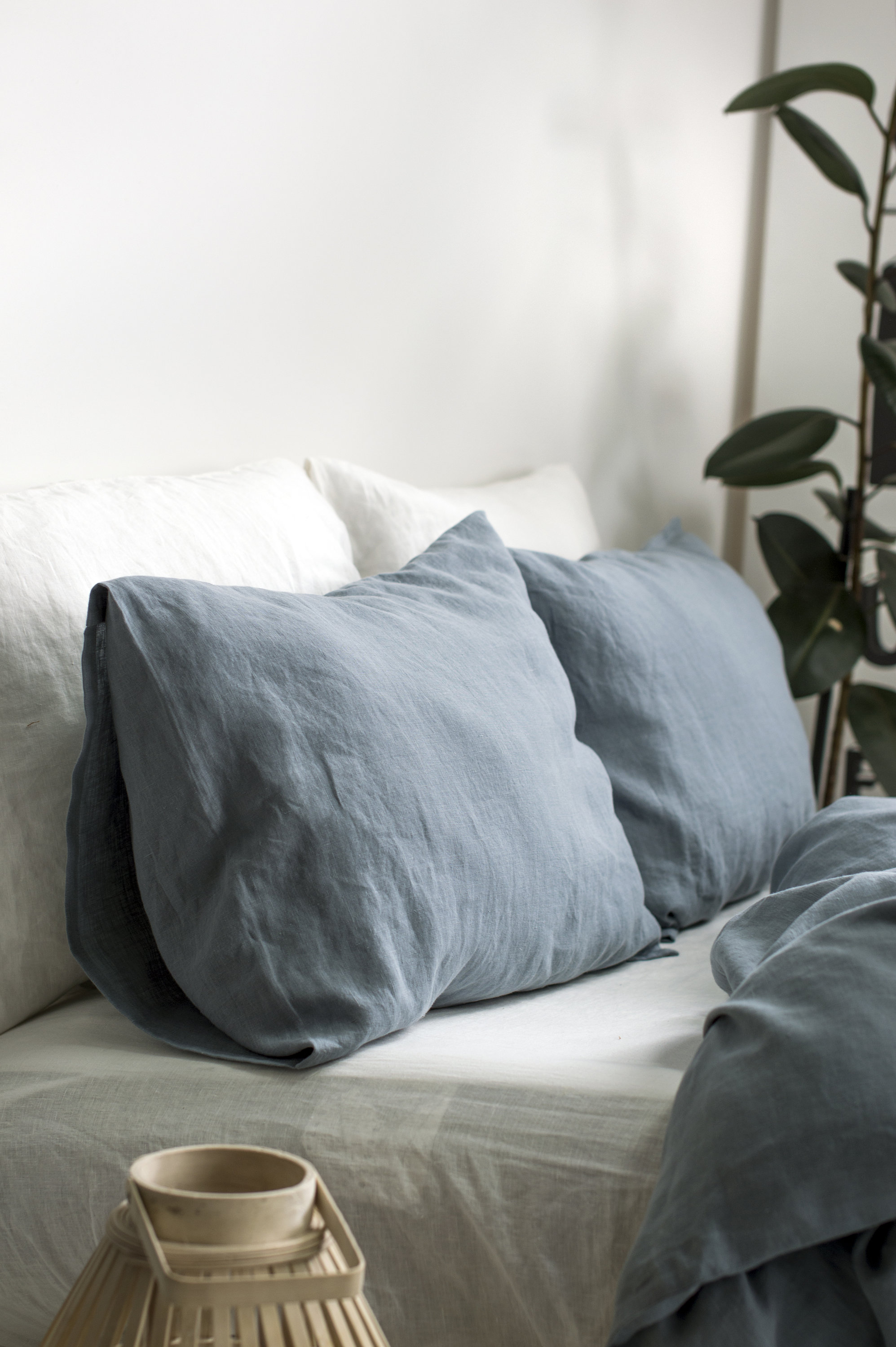 Linen Bedding Set in Dusty Blue. 3 Piece Set: 2 Pillowcases & | Etsy
