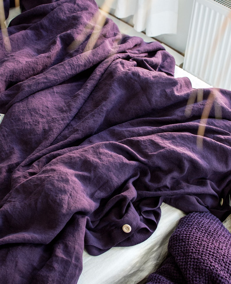 Linen Pillowcase in Plum - Dark Purple Linen Sham - King Queen Standard ...