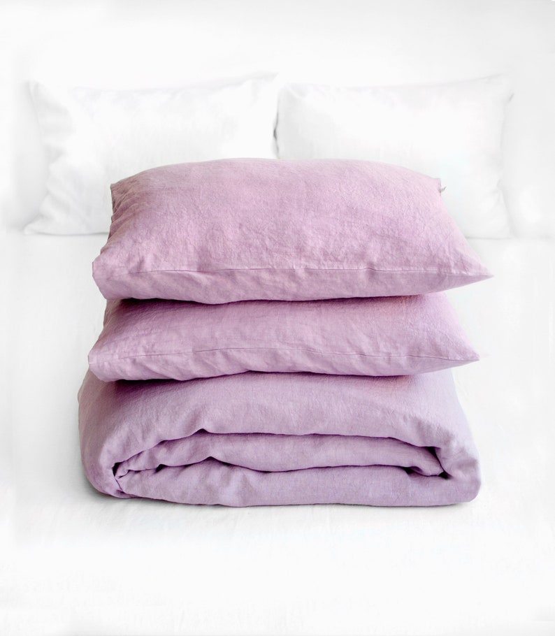 Linen Bedding Set in Lavender. 3 Piece Set: 2 Pillowcases & - Etsy