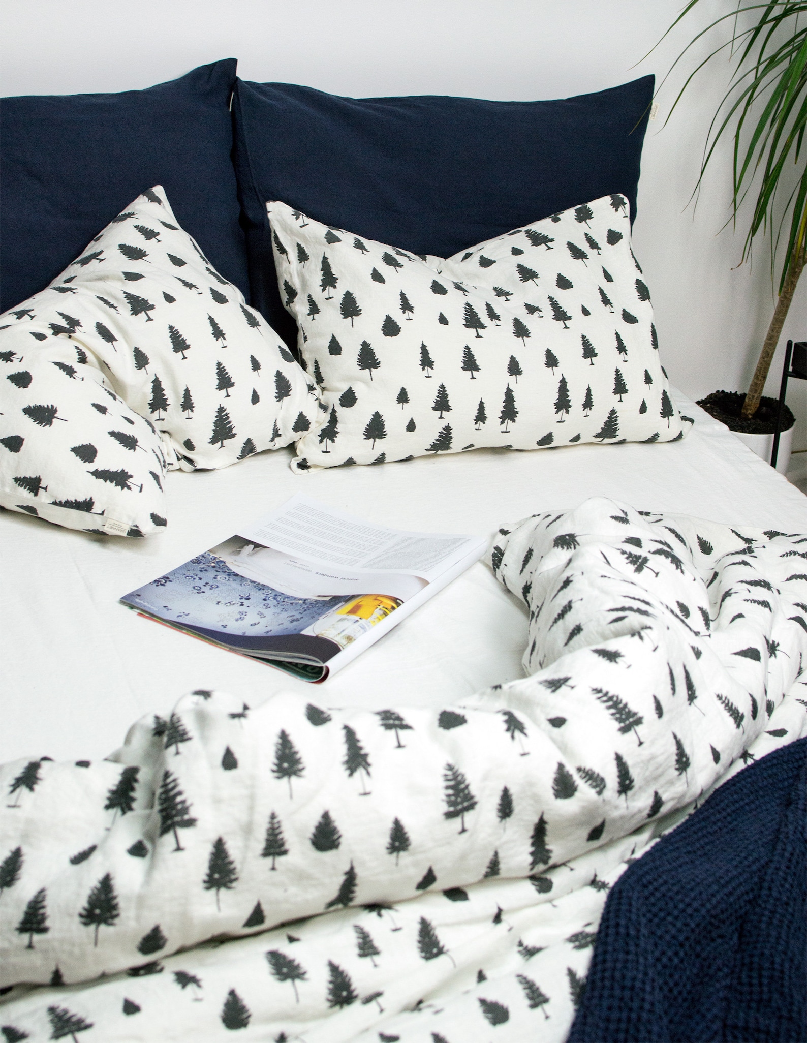 Linen Bedding With Christmas Trees. 3 Piece Set. Pine Tree | Etsy