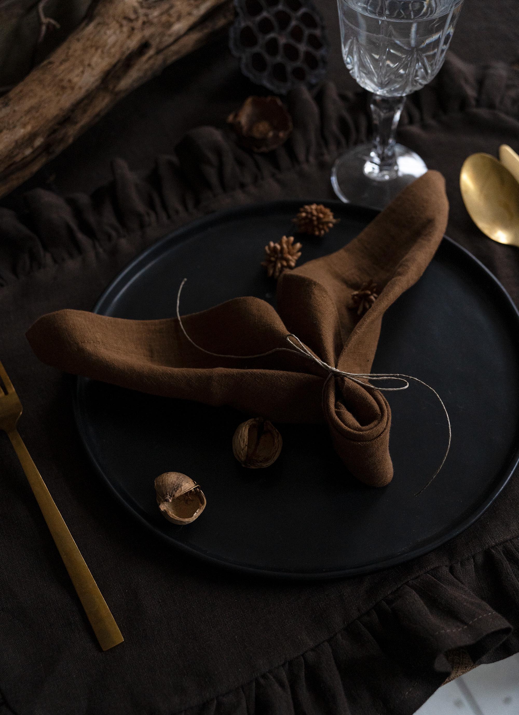 Linen Table Runner in Chocolate - Dark Brown Centerpiece Cloth ...