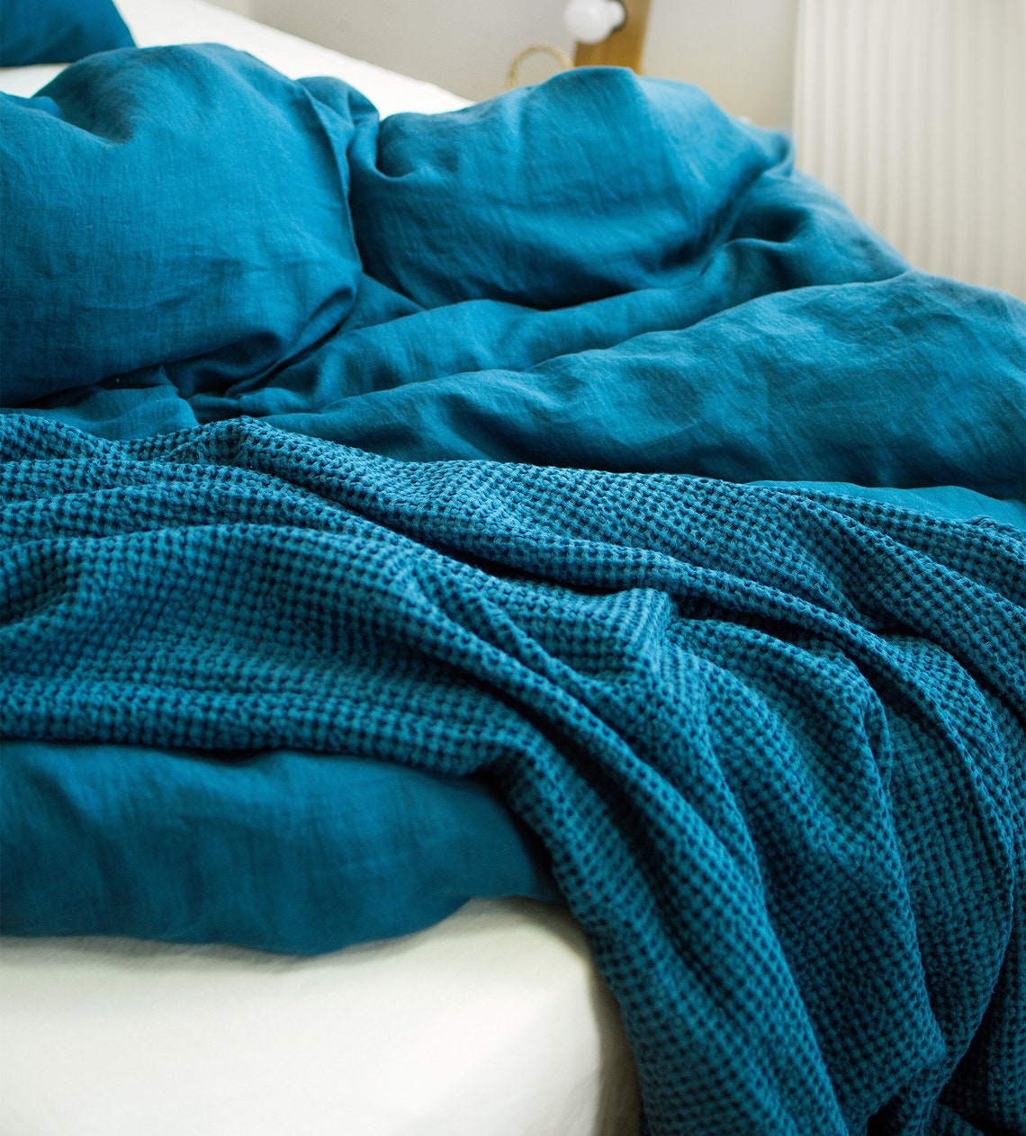 Waffle Blanket in Lake Blue. Extra Soft Waffle Throw Blanket. - Etsy