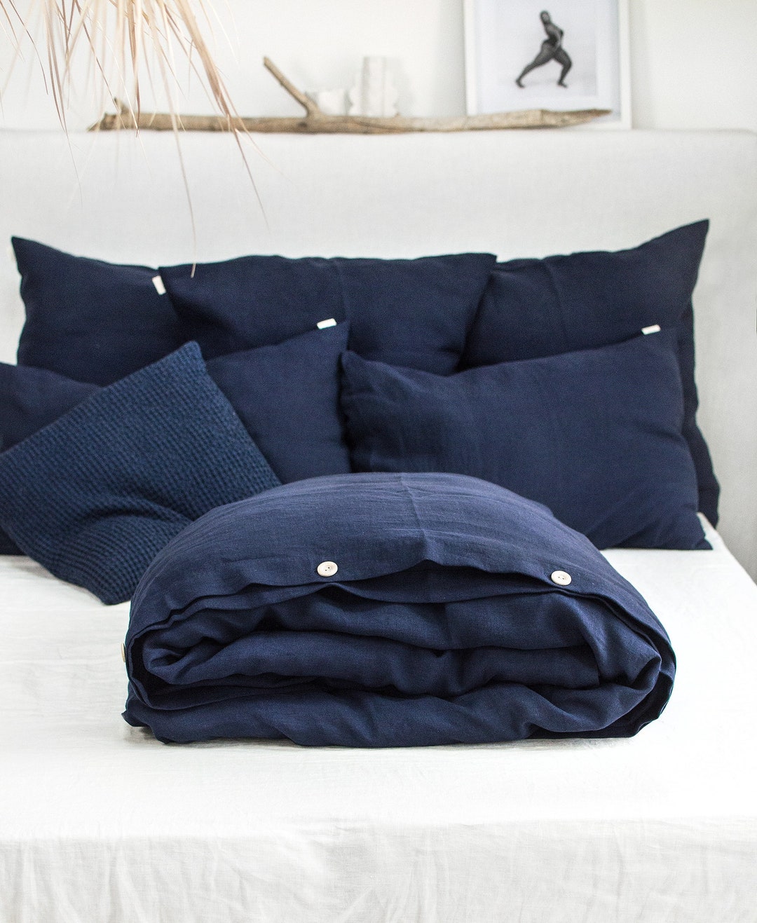 Linen Duvet Cover in Midnight Blue. King, Queen, Twin, Full, Double ...