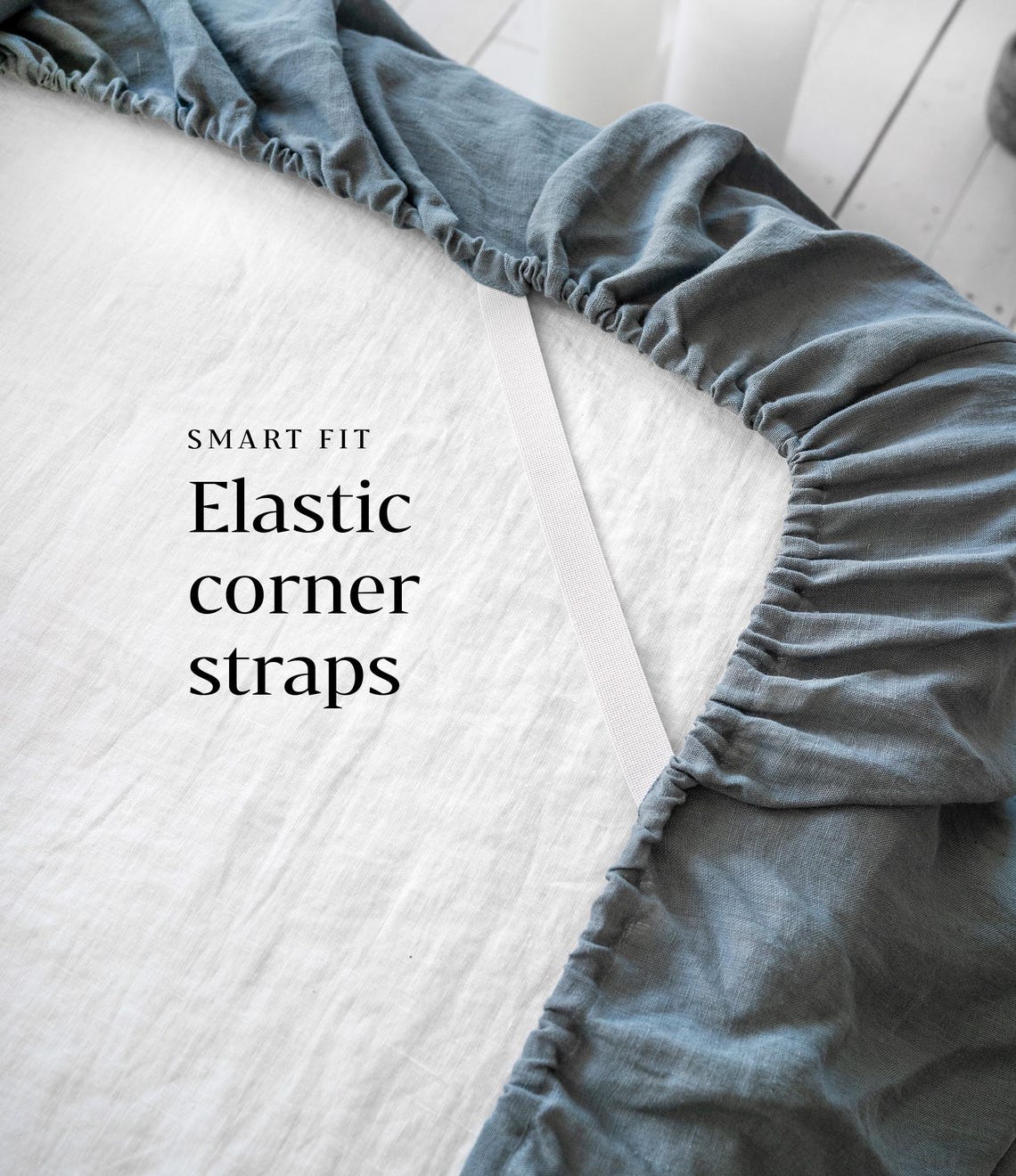 DUSTY BLUE LINEN Sheet Set. Fitted Sheet, Flat Sheet & 2 Pillowcases in ...