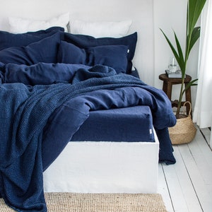 Waffle Blanket in Midnight Blue. Waffle Throw Blanket in Navy Blue ...