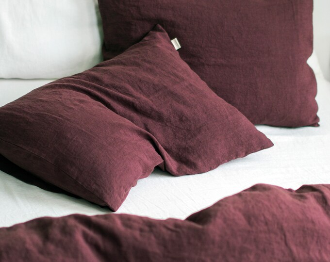Ruffled Linen Sham With Envelope Closure, Washed Frilled Linen Pillow ...