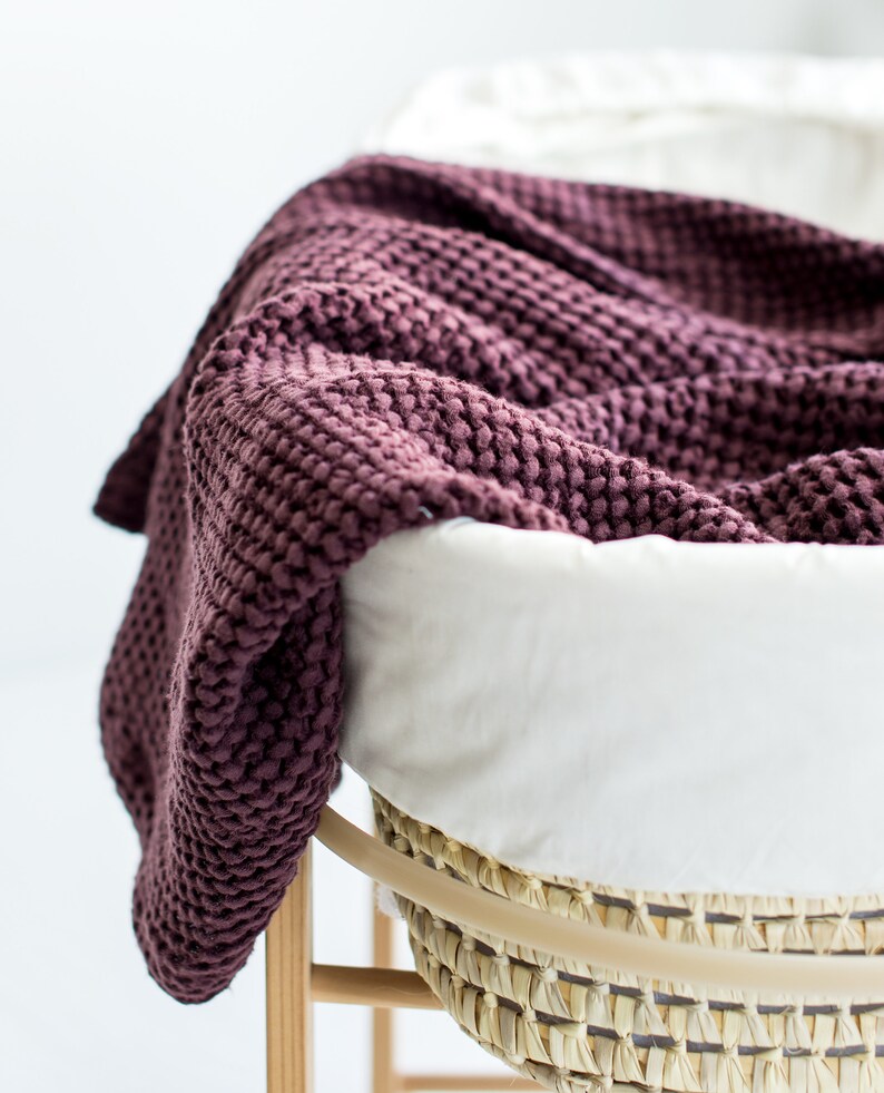 BURGUNDY LINEN BABY Blanket. Deep Ruby Waffle Linen Throw - Etsy