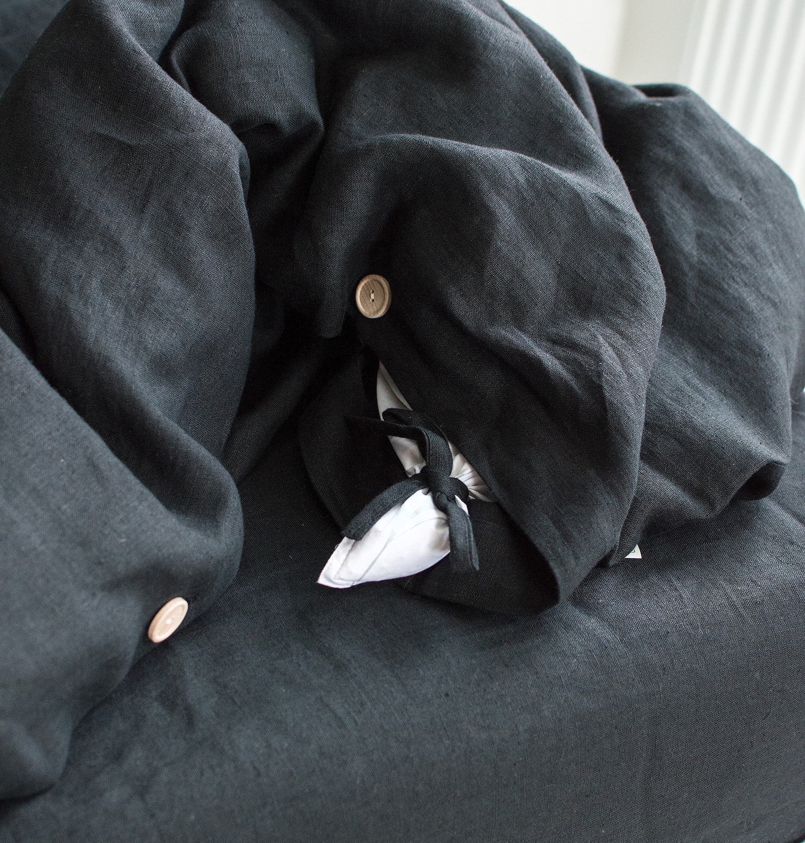 Linen Bedding Set in Space Black. 3 Piece Set in King, Queen, Twin ...