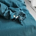 Emerald Blue Linen Bedding Set - Duvet Cover & 2 Pillowcases Set - King ...