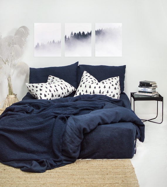 Waffle Coverlet in Midnight Blue. Waffle Bed Cover in Navy - Etsy