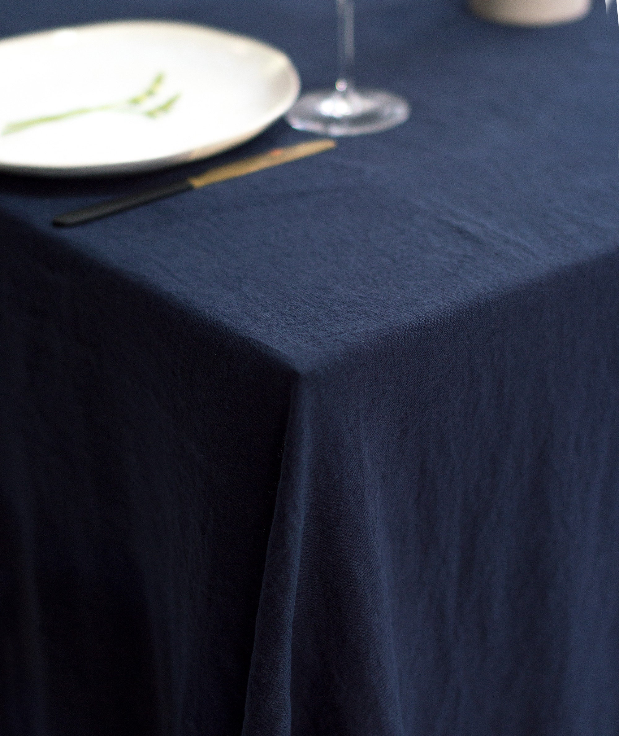 Linen Tablecloth in Midnight Blue. Navy Tablecloth for Round - Etsy