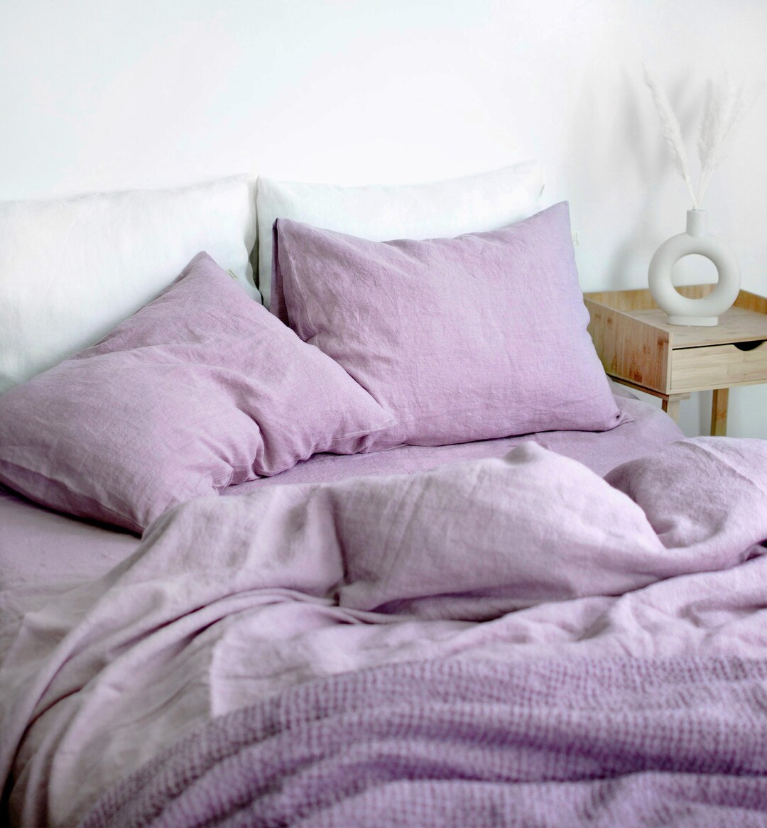 Linen Bedding Set in Lavender. 3 Piece Set: 2 Pillowcases & - Etsy