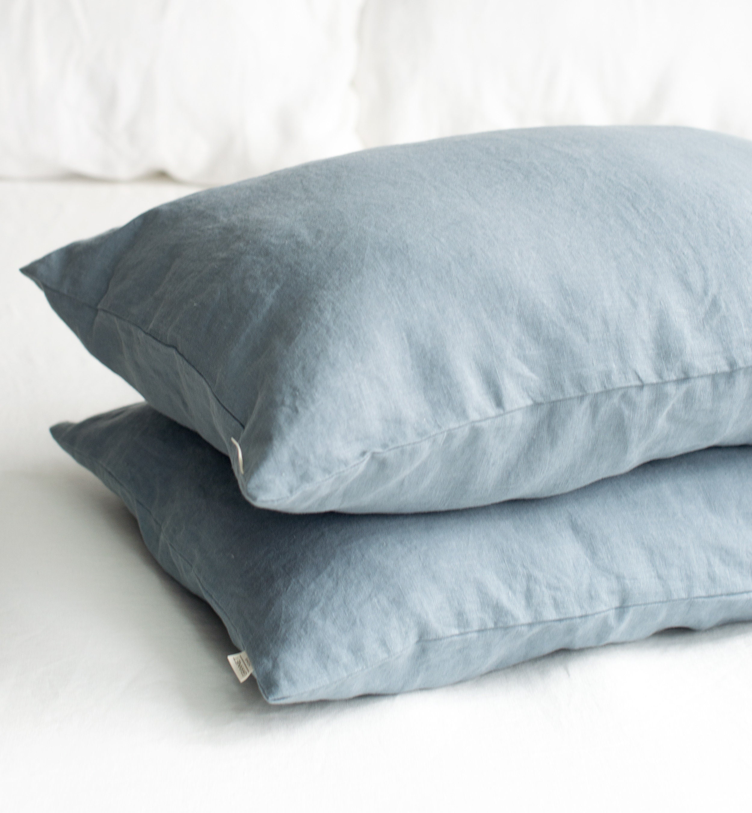 DUSTY BLUE LINEN Sheet Set. Fitted Sheet Flat Sheet & 2 - Etsy