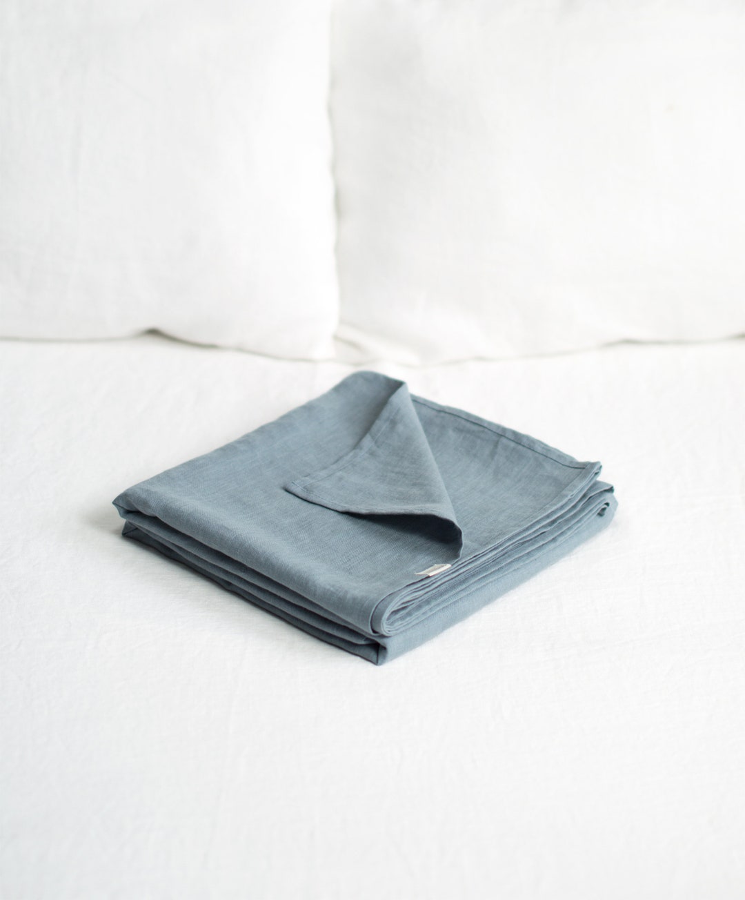 DUSTY BLUE LINEN Flat Sheet. Premium Soft Natural Linen Flat Sheet ...