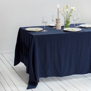 Linen Tablecloth in Midnight Blue. Navy Tablecloth for Round and ...