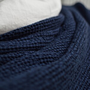 Waffle Blanket in Midnight Blue. Waffle Throw Blanket in Navy - Etsy