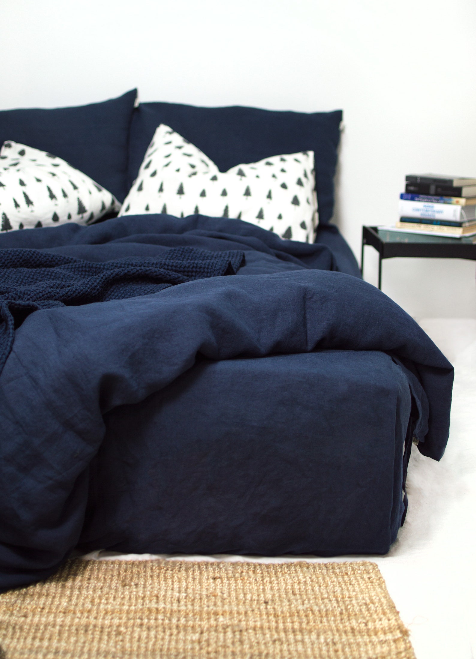 Linen Duvet Cover in Midnight Blue. King Queen Twin Full - Etsy