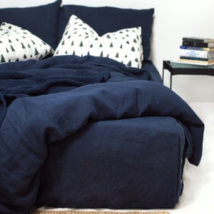 Linen Duvet Cover in Midnight Blue. King Queen Twin Full - Etsy