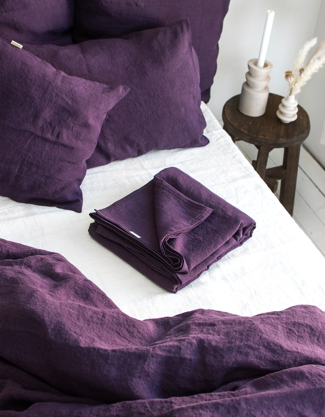 Linen Flat Sheet in Plum. King, Queen, Twin, Full, Double, Standard ...