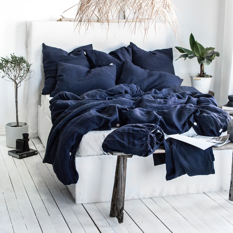 Navy Bedding - Etsy