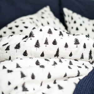 Linen Bedding With Christmas Trees. 3 Piece Set. Pine Tree Bedding Set ...