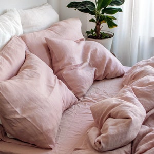 Linen Fitted Sheet in Dusty Rose. King, Queen, Twin, Full, Double Sizes ...