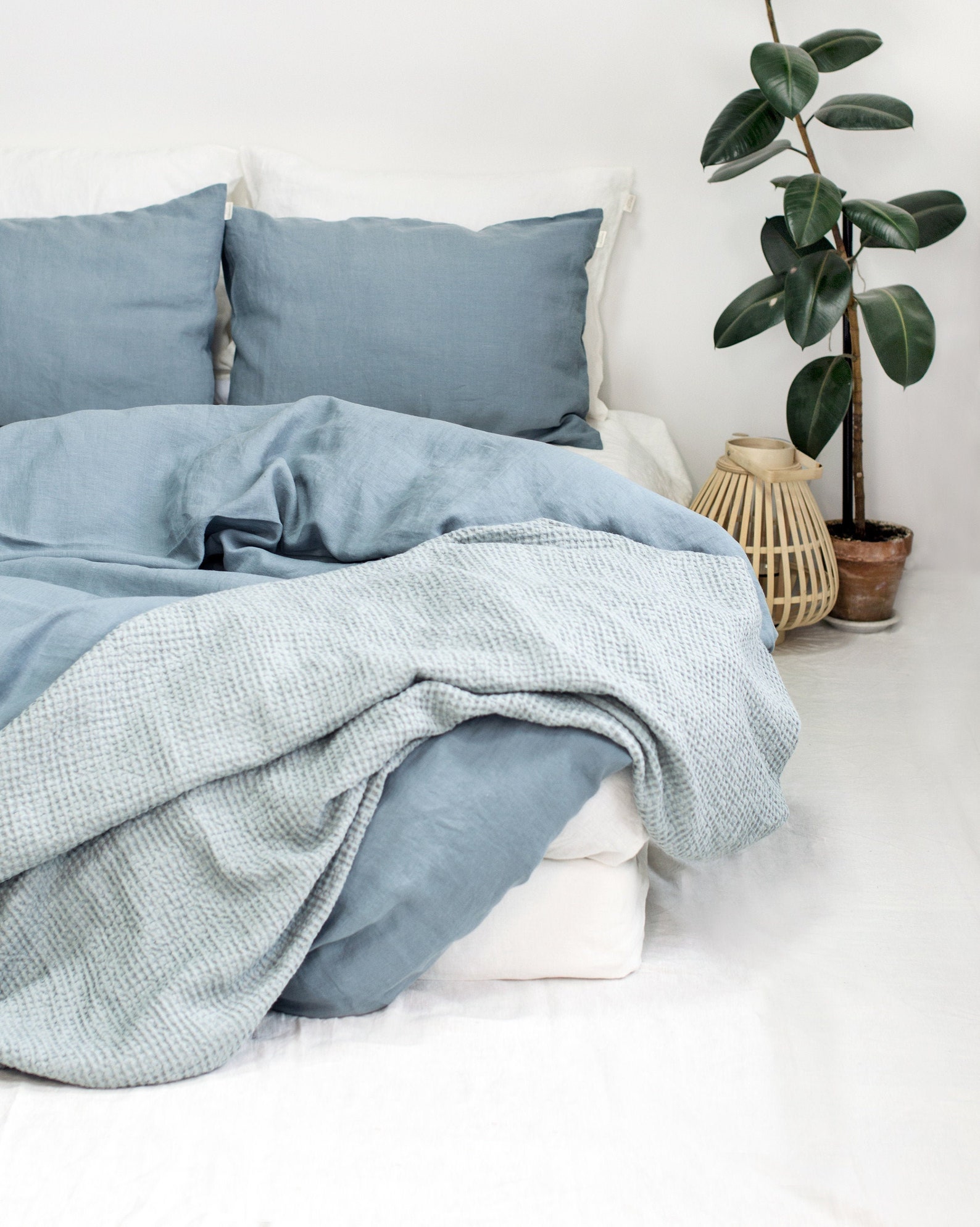 Linen Bedding Set in Dusty Blue. 3 Piece Set: 2 Pillowcases & - Etsy
