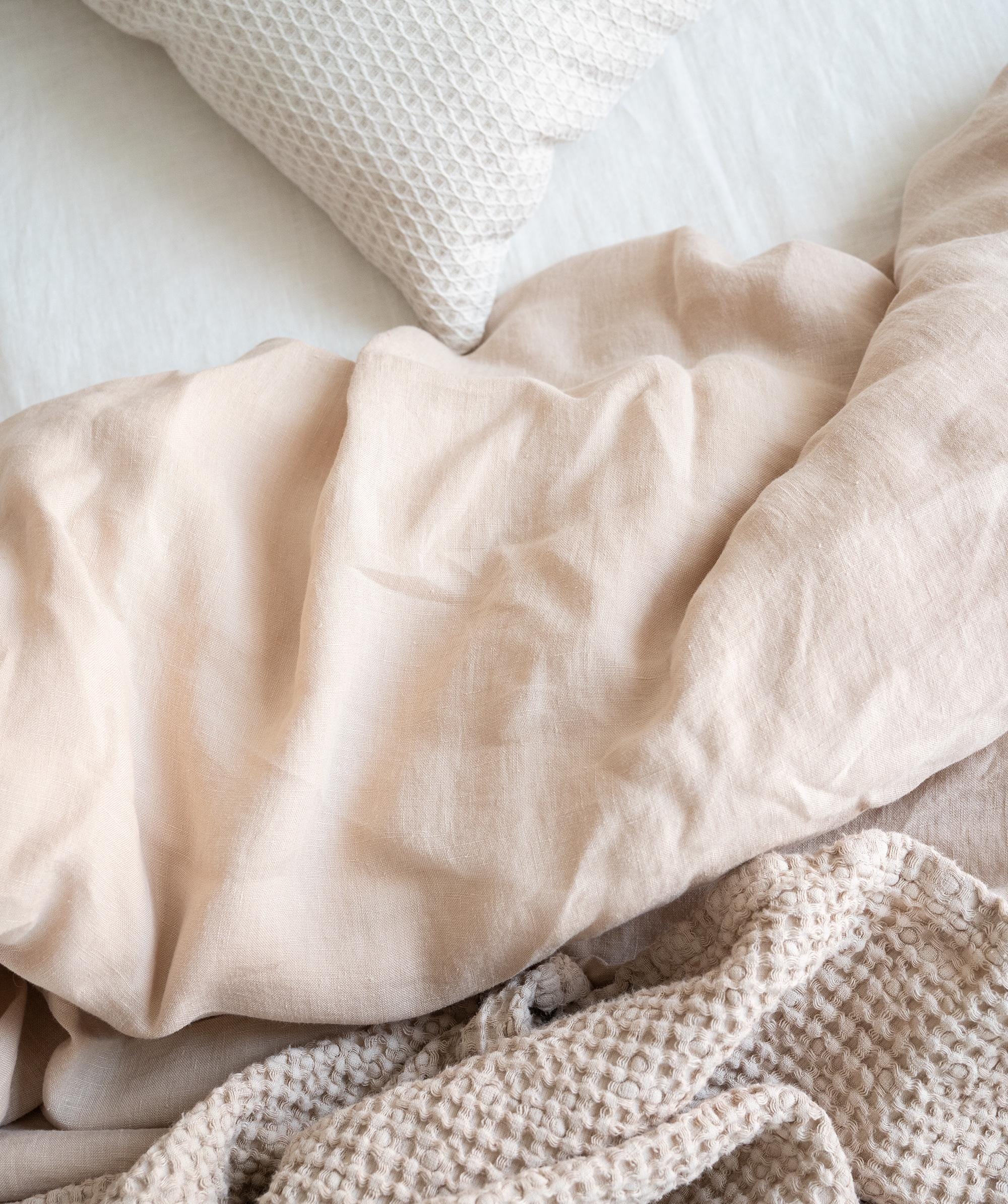 Linen Sheet Set in Cream - Fitted Sheet, Flat Sheet & 2 Pillowcases Set ...