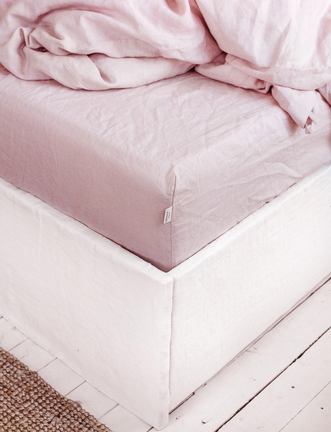 Linen Fitted Sheet in Dusty Rose. King, Queen, Twin, Full, Double Sizes ...