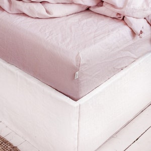 Linen Fitted Sheet in Dusty Rose. King, Queen, Twin, Full, Double Sizes ...