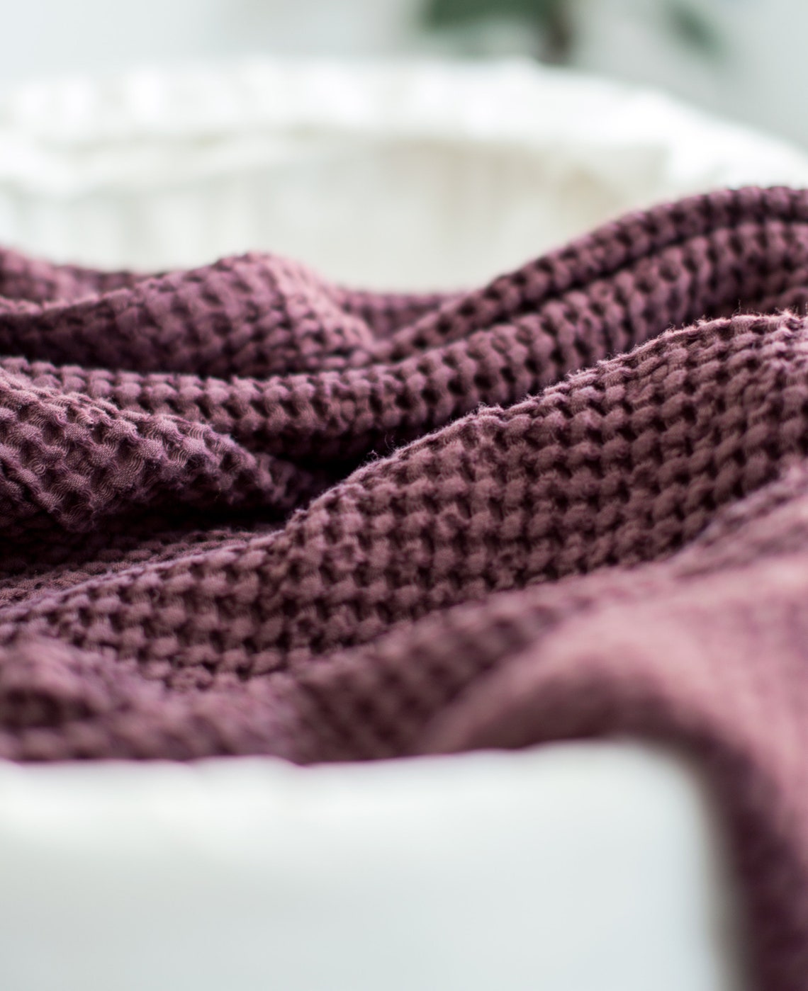 BURGUNDY LINEN BABY Blanket. Deep Ruby Waffle Linen Throw | Etsy